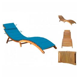 vidaXL Wellnessliege Gartenliege Sonnenliege Relaxliege Holzliege ergonomisch mit Auflage b