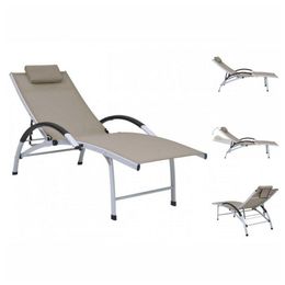 vidaXL Gartenlounge-Sessel Liegestuhl Relaxstuhl Gartenliege Sonnenliege Aluminium Textilene Taup