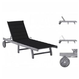 vidaXL Wellnessliege Gartenliege Sonnenliege Rollliege mit schwarzer Auflage Relaxliege Aka