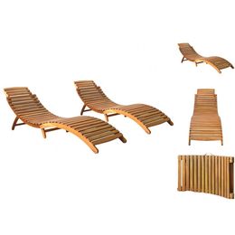 vidaXL Wellnessliege Sonnenliegen 2 Stk Massivholz Akazie Gartenliege Holz