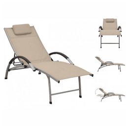 vidaXL Gartenlounge-Sessel Liegestuhl Relaxstuhl Gartenliege Sonnenliege mit Nackenkissen Alumini