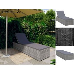 vidaXL Wellnessliege Sonnenliege mit Auflage Polyrattan Grau Gartenliege