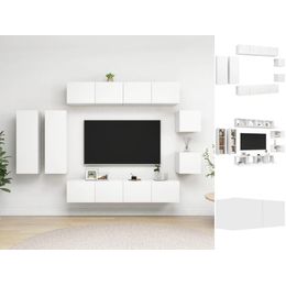 vidaXL Kleiderschrank 8-tlg TV-Schrank-Set Weiß Spanplatte