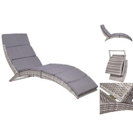 vidaXL Wellnessliege Sonnenliege mit Auflage Klappbar Polyrattan Grau Gartenliege