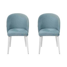 JVmoebel Stuhl Modern Esszimmer Holz 2x Stühle Blau Ohne Armlehne Neu Design Polster