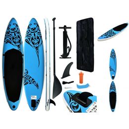 vidaXL Schlauchboot Aufblasbares Stand Up Paddle Board Set 366x76x15 cm Blau