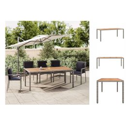 vidaXL Gartentisch Gartentisch mit Holzplatte Grau Polyrattan Massivholz Akazie Esstisch