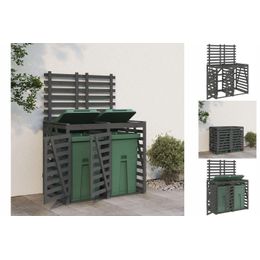 vidaXL Mülltonnenbox Mülltonnenbox für 2 Tonnen Grau Massivholz Kiefer Abfallbehälter Verkl