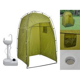 vidaXL Campingtoilette Tragbares Camping-Waschbecken mit Zelt 20 L Toilettenzelt grün