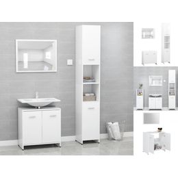 vidaXL Badezimmer-Set 3-tlg Badmöbel-Set Weiß Spanplatte Badezimmer Waschbecken Schränke