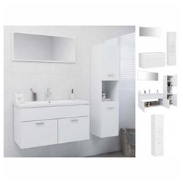vidaXL Badezimmer-Set Badmöbel-Set Weiß Spanplatte Badezimmer Waschbecken Schränke