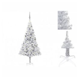 vidaXL Künstlicher Weihnachtsbaum Künstlicher Weihnachtsbaum mit LEDs Kugeln Silbern 180cm PET