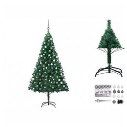 vidaXL Künstlicher Weihnachtsbaum Künstlicher Weihnachtsbaum mit LEDs Kugeln Grün 120 cm PVC