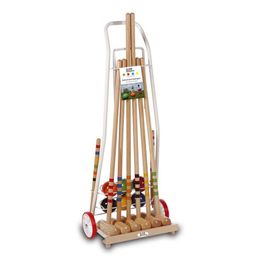 GICO Spielzeug-Gartenset GICO Krocket Set Family 6 Spieler Transportwagen 80&100 cm