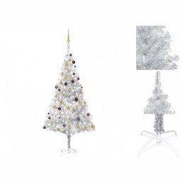 vidaXL Künstlicher Weihnachtsbaum Künstlicher Weihnachtsbaum mit LEDs Kugeln Silbern 240cm PET