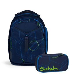 Satch Schulranzen Schulrucksack-Set MATCH Blue Tech 2-teilig (2-teilig)