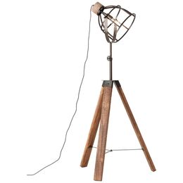 Stehlampe Brilliant "Matrix Wood" Lampen Gr. 1 flammig, Ø 72 cm Höhe: 163 cm, schwarz (schwarz stahlfarben) Standleuchte Stehlampe Standleuchten