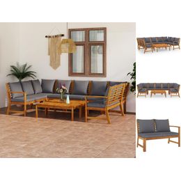 vidaXL Garten-Essgruppe 9-tlg Garten Lounge Set mit Auflagen Massivholz Akazie Holz Sitzgruppe