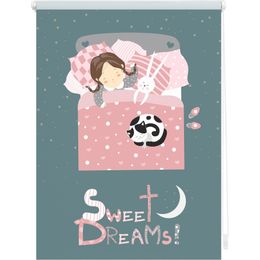 Seitenzugrollo LICHTBLICK ORIGINAL "Klemmfix Digital Sweet Dreams" Rollos Gr. 150 cm, 120 cm, grau (grau, rosa, weiß) Verdunkelungsrollos