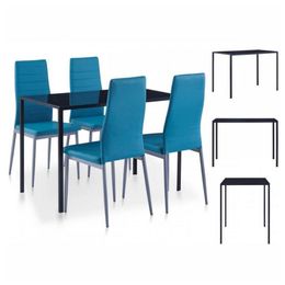 vidaXL Sitzgruppe 5-tlg Essgruppe Blau Esstisch Stühle Esszimmer