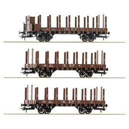 Roco Güterwagen H0 3er-Set Rungenwagen der DRG