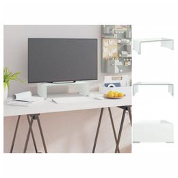 vidaXL TV-Schrank TV-Tisch Bildschirmerhöhung Glas Weiß 40x25x11 cm