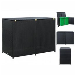 vidaXL Mülltonnenbox Mülltonnenbox für 2 Tonnen Polyrattan Schwarz 148x80x111 cm