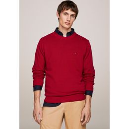 Longpullover Tommy Hilfiger "CHAIN RIDGE STRUCTURE C NECK" Gr. L, rot (royal berry) Herren Pullover Rundhalspullover mit Rundhalsausschnitt