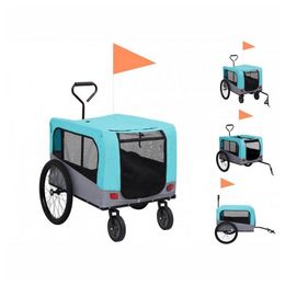 vidaXL Hunde-Transportbox 2-in-1 Tier-Fahrradanhänger und Jogger Blau und Grau