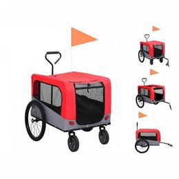 vidaXL Hunde-Transportbox 2-in-1 Tier-Fahrradanhänger und Jogger Rot und Grau