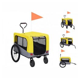 vidaXL Hunde-Transportbox 2-in-1 Tier-Fahrradanhänger und Jogger Gelb und Grau
