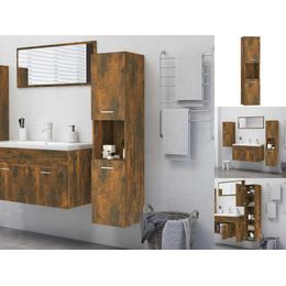 vidaXL Badezimmer-Set Badezimmerschrank Räuchereiche 30x30x130 cm Holzwerkstoff