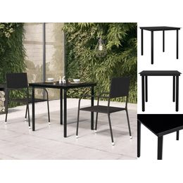 vidaXL Gartentisch Garten-Esstisch Schwarz 80x80x74 cm Stahl und Glas