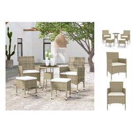 vidaXL Garten-Essgruppe 5-tlg Garten-Lounge-Set Polyrattan Beige