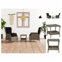 vidaXL Garten-Essgruppe 3-tlg Garten Lounge Set mit Auflagen Polyrattan Braun Sitzgruppe Set L