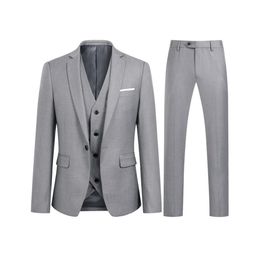 Allthemen Anzug (3 tlg, Sakko & Weste & Hose) Herren modischer Anzug Slim Fit