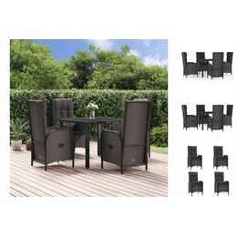 vidaXL Garten-Essgruppe 5-tlg Garten-Essgruppe mit Kissen Schwarz Polyrattan Sitzgruppe 90x90c