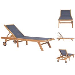 vidaXL Wellnessliege Sonnenliege Klappbar mit Rollen Teak Massivholz und Textilene Gartenli