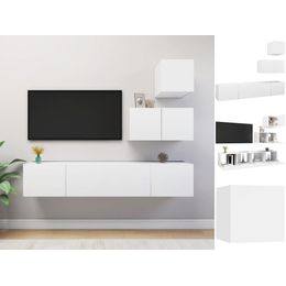 vidaXL Kleiderschrank 4-tlg TV-Schrank-Set Weiß Spanplatte TV-Konsole für Fernseher