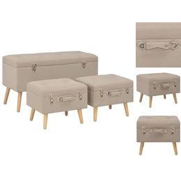 vidaXL Sitzbank Hocker mit Stauraum 3 Stk Beige Stoff