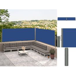 vidaXL Seitenmarkise Seitenmarkise Ausziehbar Blau 117x600 cm