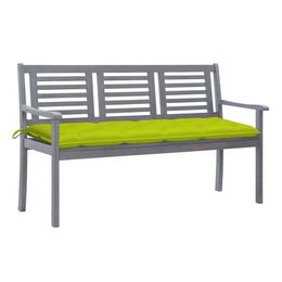 furnicato Gartenbank 3-Sitzer-mit Auflage 150 cm Grau Eukalyptusholz