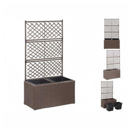 vidaXL Rankgitter Hochbeet mit Rankgitter 2 Töpfe 5830107cm Polyrattan Braun