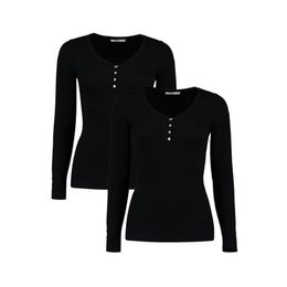 Haily's HaILY’S T-Shirt Dünnes Langarm Shirt 2-er Stück Set Stretch Longsleeve KORA (2-tlg) 4697 in Schwarz-2