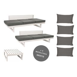 Stern New Holly-Set 2 Lounges mit Beistelltisch + 1 Beistelltisch gratis Weiß