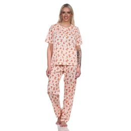 EloModa Pyjama Damen Pyjama lange-hose mit kurzarm-Shirt Schlafanzug; Gr. M L XL 2XL (2 tlg)