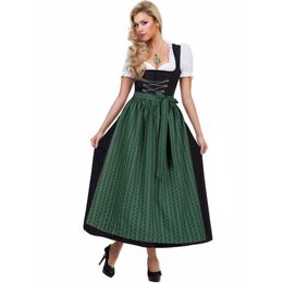 Almbock Dirndl Langes Dirndl Luisa (2-tlg) schwarz mit grüner Schürze