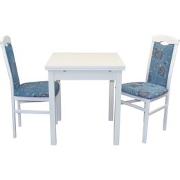 HOFMANN LIVING AND MORE Essgruppe Berta, (Spar-Set, 3-tlg., 1 Tisch, 2 Stühle), blau|braun