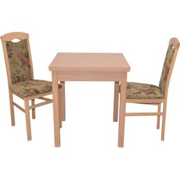 HOFMANN LIVING AND MORE Essgruppe Berta, (Spar-Set, 3-tlg., 1 Tisch, 2 Stühle), braun