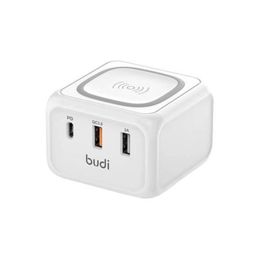 Budi Inductive charger 10W 317TE 2x USB + USB-C 18W (white)